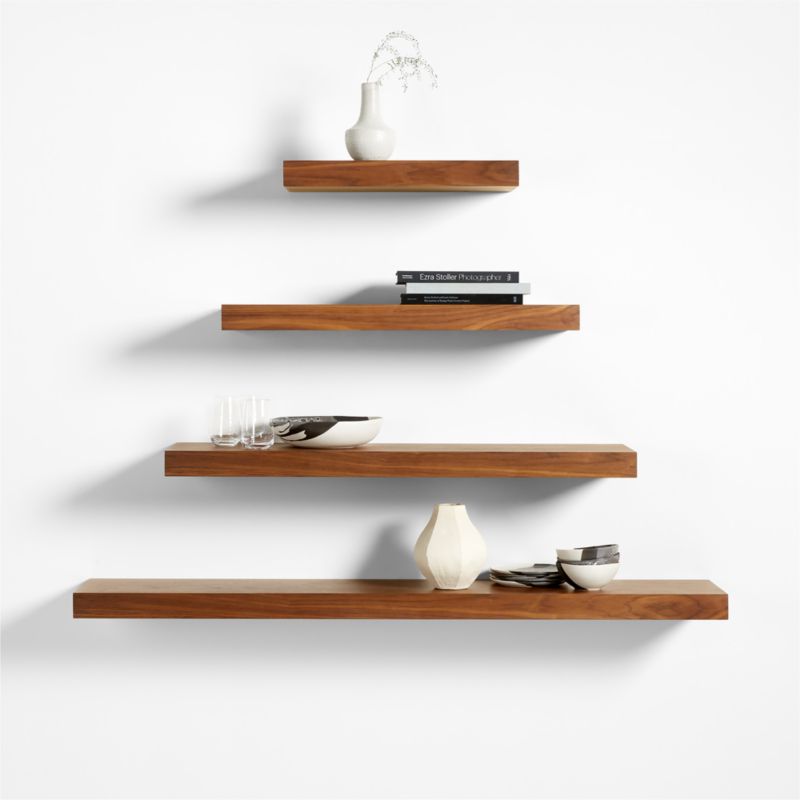 Walnut Wood Floating Shelves Crate Barrel