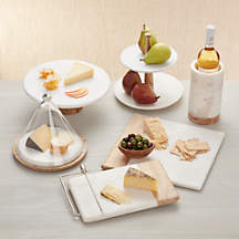 Wood Marble 2-Tier Server + Reviews | Crate & Barrel