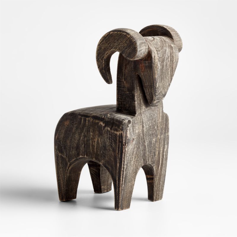 Black Wood Ram Sculpture 9.5" + Reviews | Crate & Barrel