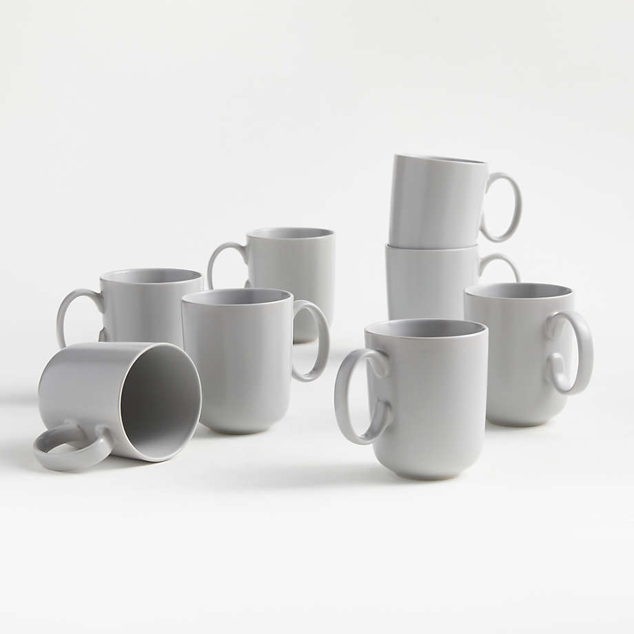 Wren Matte Light Grey Mugs, Set of 8 | Crate & Barrel