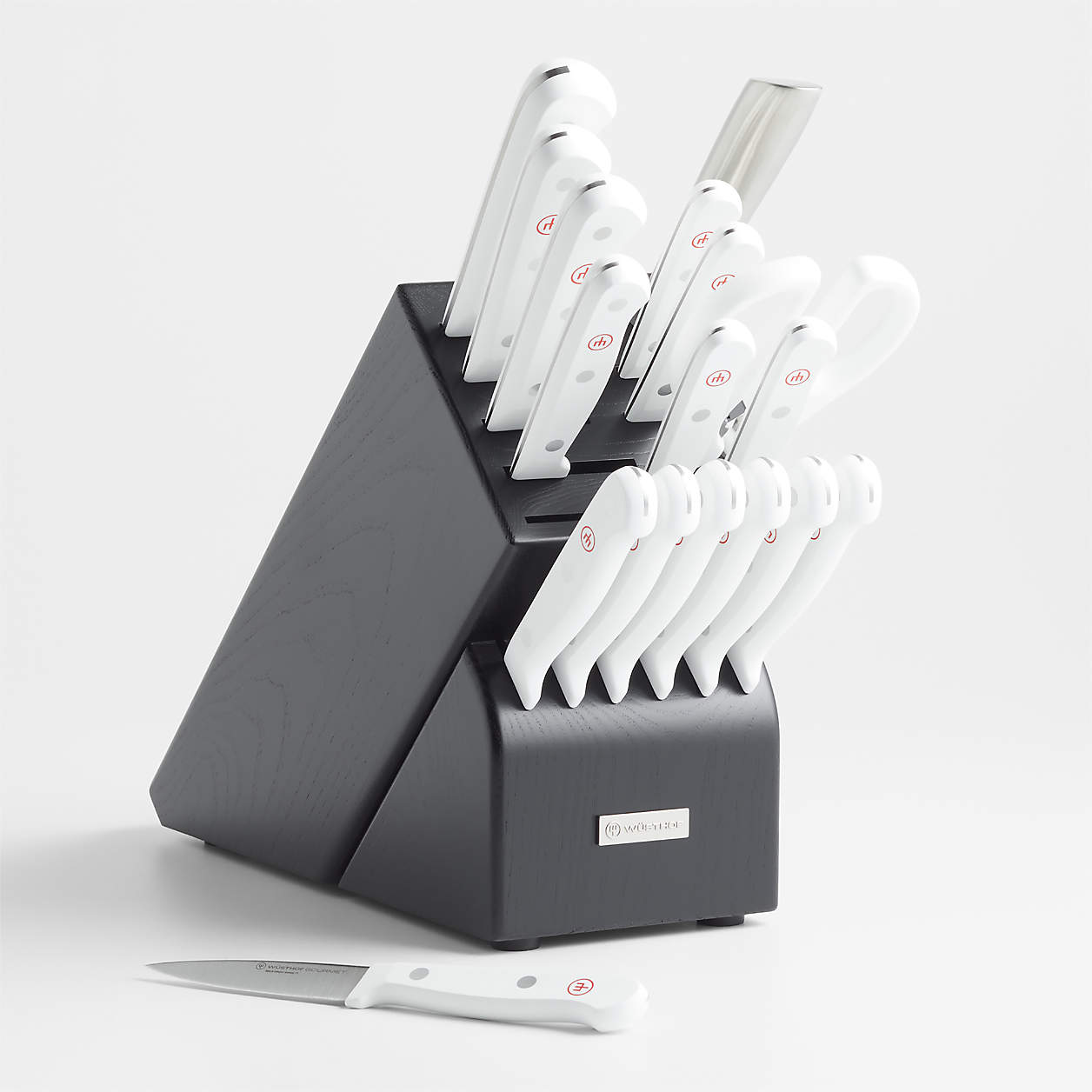 Wusthof Gourmet White 18-Piece Knife Set with Black Block | Crate & Barrel