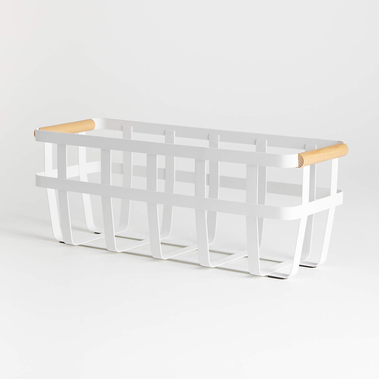 Yamazaki Tosca Slim White Storage Basket + Reviews | Crate & Barrel