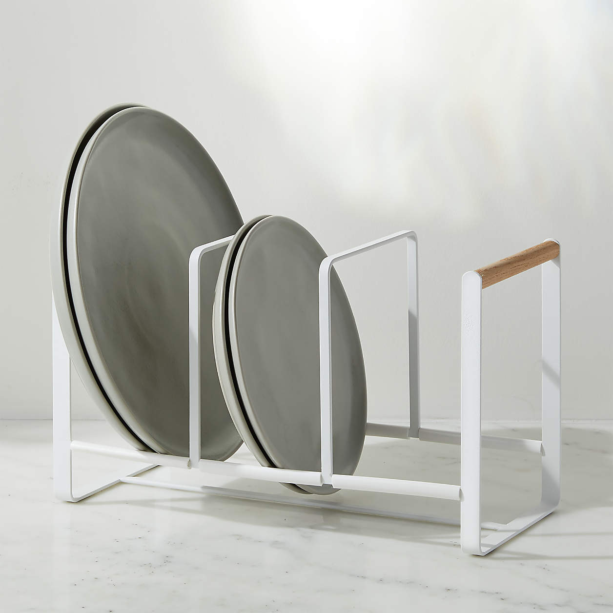 Yamazaki Tosca Wide White Dish Storage Rack + Reviews | Crate & Barrel