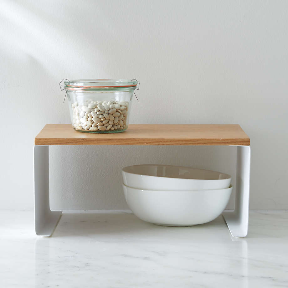 Yamazaki Tosca Large White Wood-Top Stackable Kitchen Rack + Reviews ...