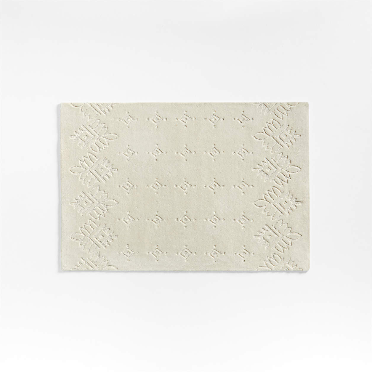 Yami Hand-Tufted Wool Ivory Carved Geometric Rug 4x6 by John Robshaw ...