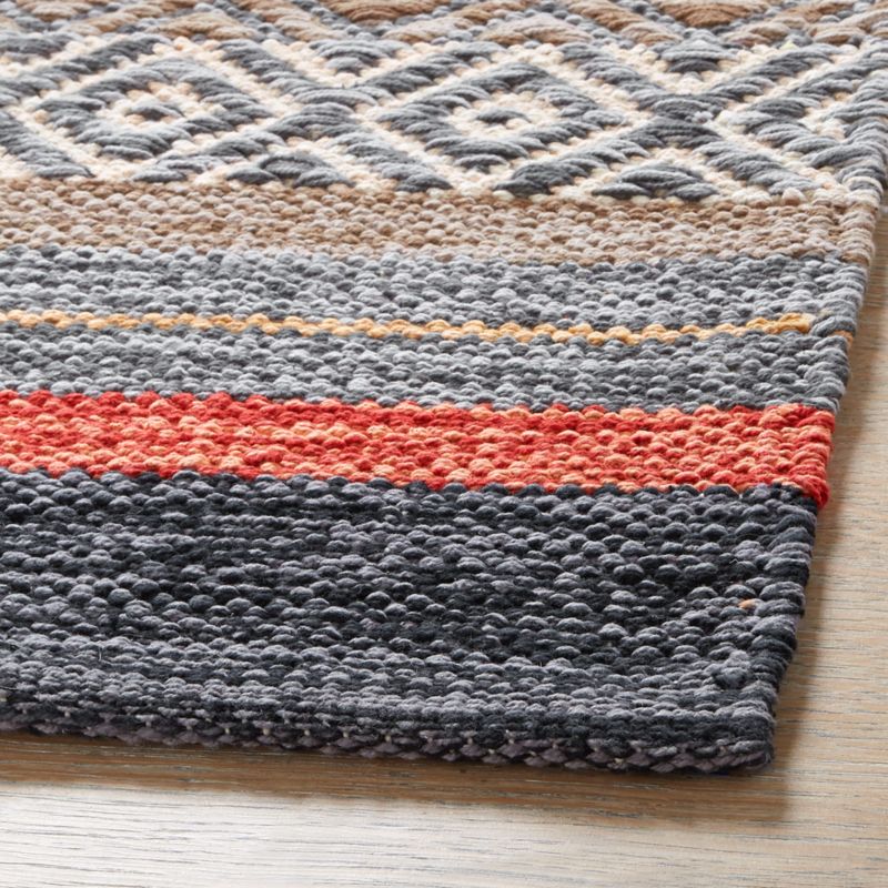 Yumi Grey Multi-Color Rag Rug Runner | Crate & Barrel