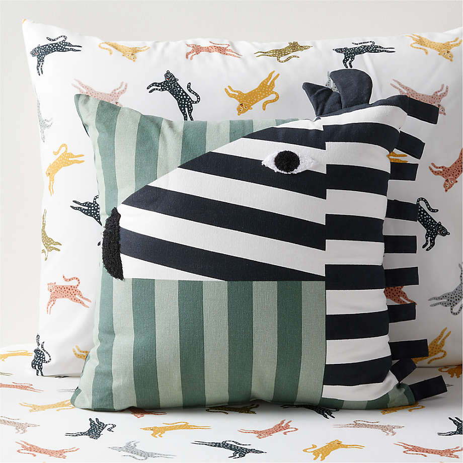 Zebra Face Striped Embroidered Kids Throw Pillow | Crate & Kids