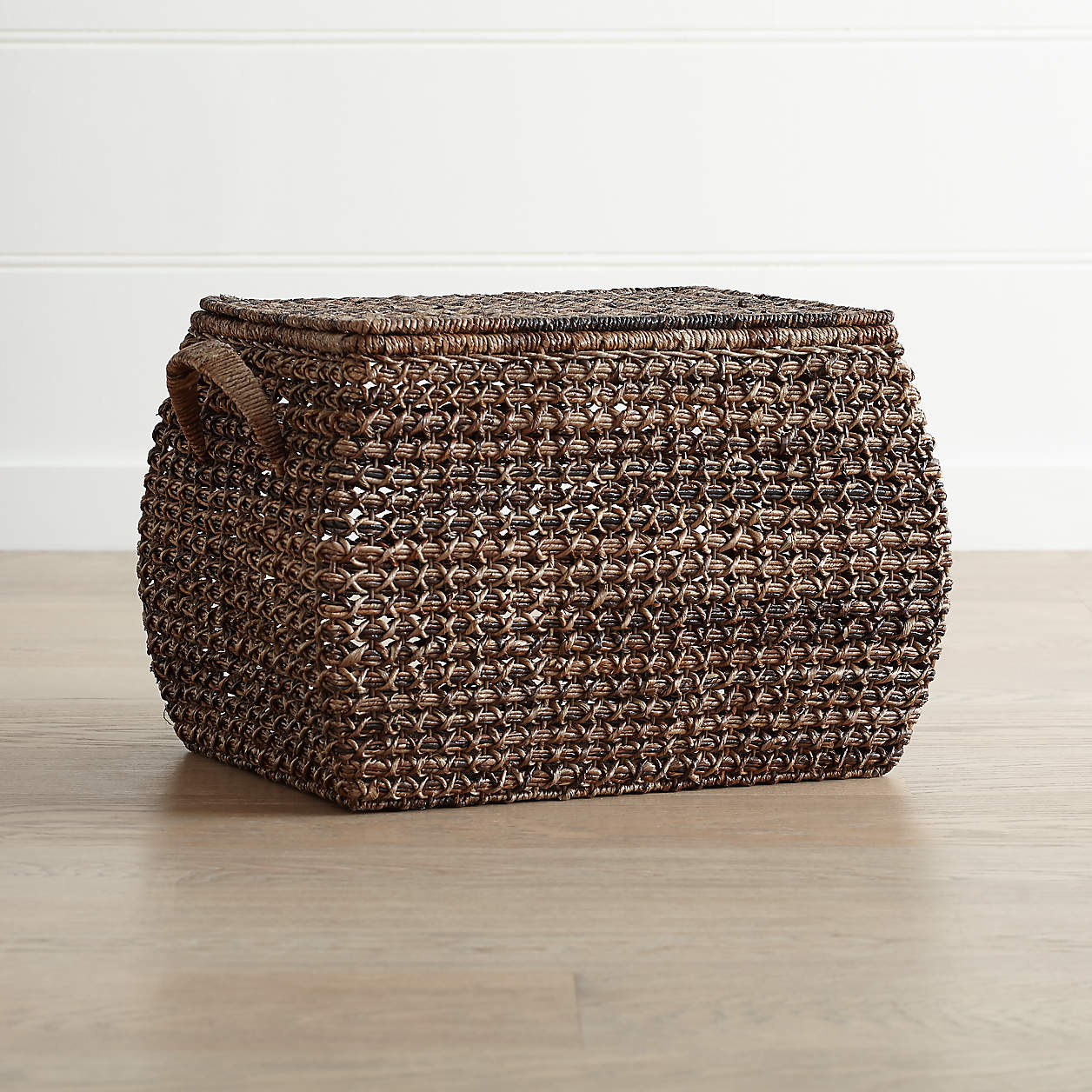 Zuzu Rectangular Handwoven Basket with Lid | Crate & Barrel