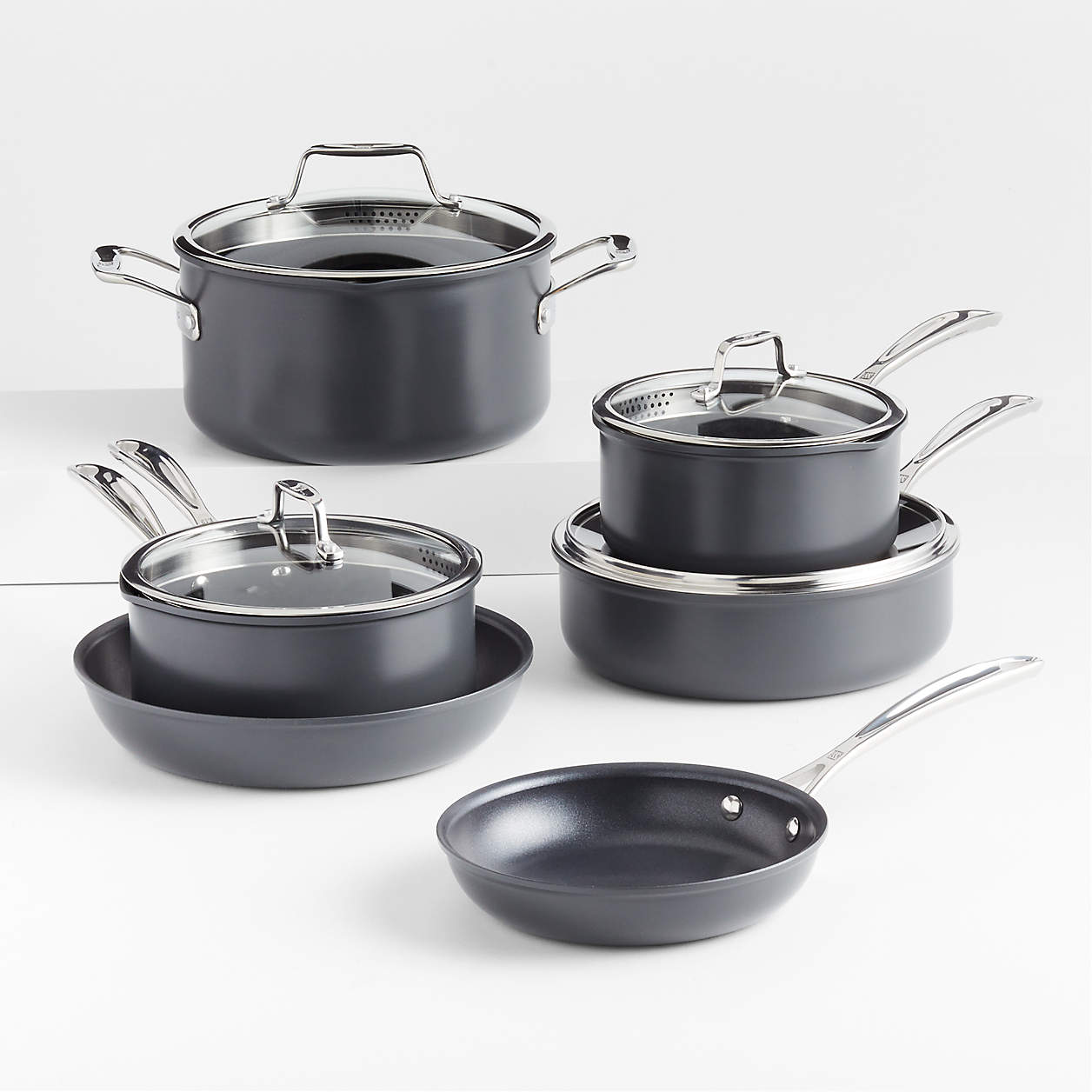 Zwilling 10 Piece Hard Anodized Aluminum Non Stick Cookware Set Crate