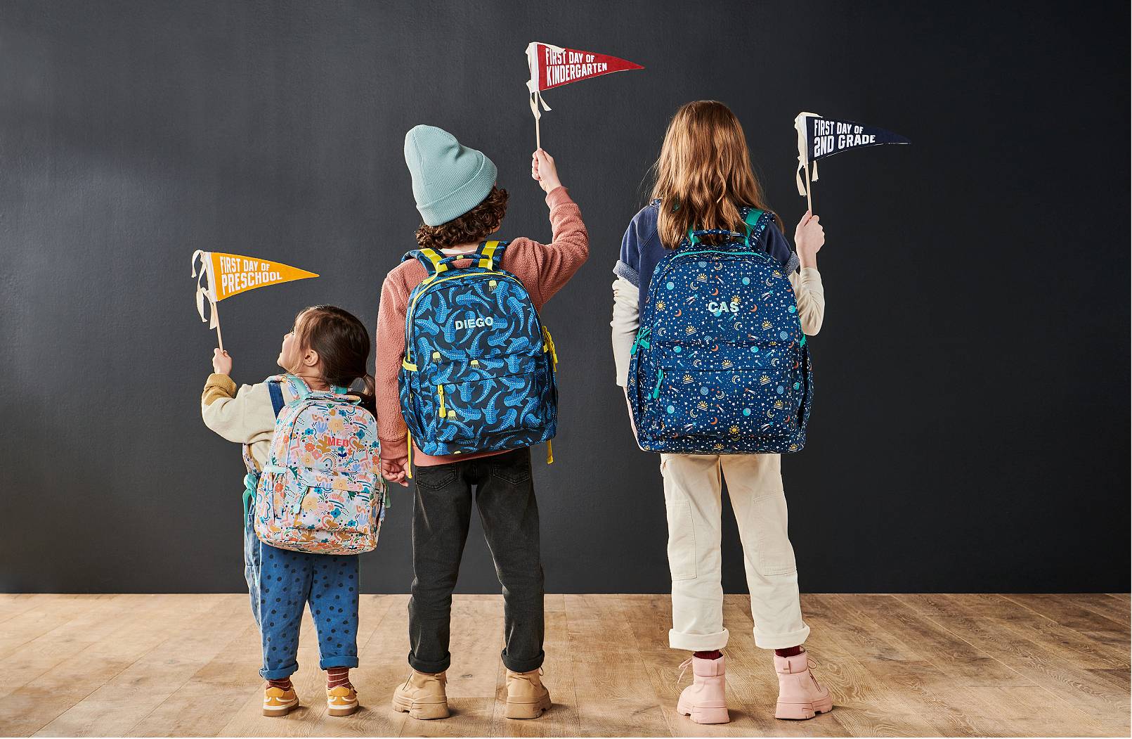 Medium Colorblock Kids Ochre and Navy Blue Personalized Backpack for ...
