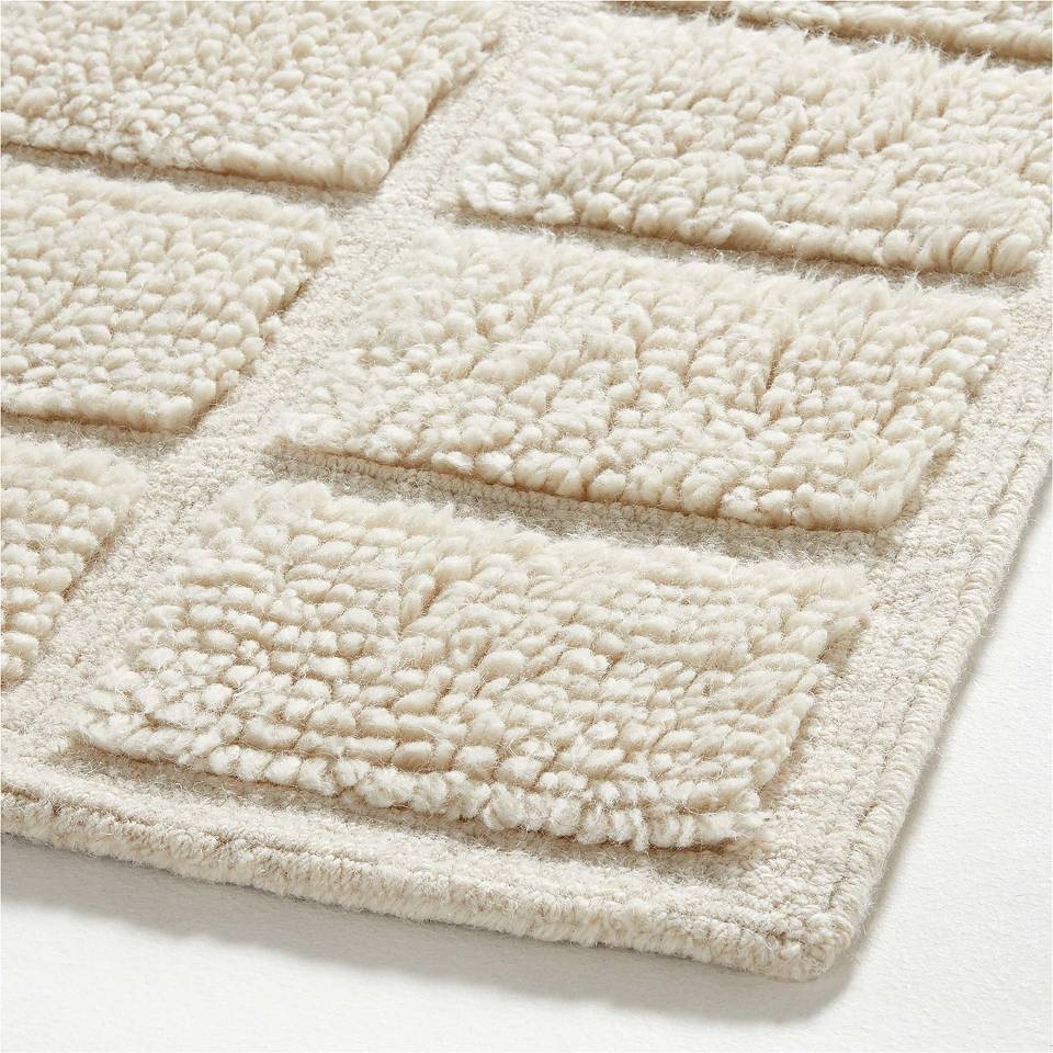 Chatou Wool Brick Pattern White Area Rug 10'x14' + Reviews | Crate & Barrel