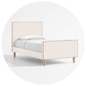Pipeline Kids Pearl White Full Upholstered Padded Bed Frame | Crate & Kids