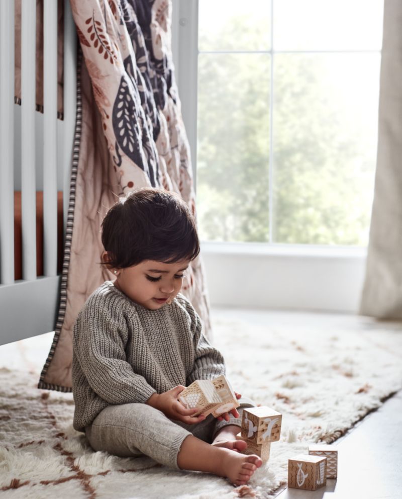 Geometric Cutout Blue Wool Kids Area Rug 8x10 | Crate & Kids Canada