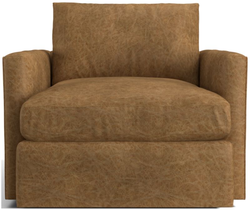 Lounge Deep Leather Swivel Chair + Reviews | Crate & Barrel