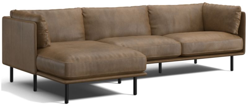Wells Leather 2-Piece Chaise Sectional Sofa | Crate & Barrel