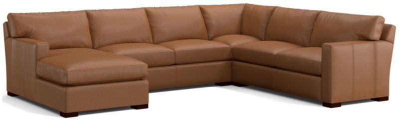 Axis Classic 4-Piece L-Shaped Leather Sectional Sofa with Chaise Lounge ...