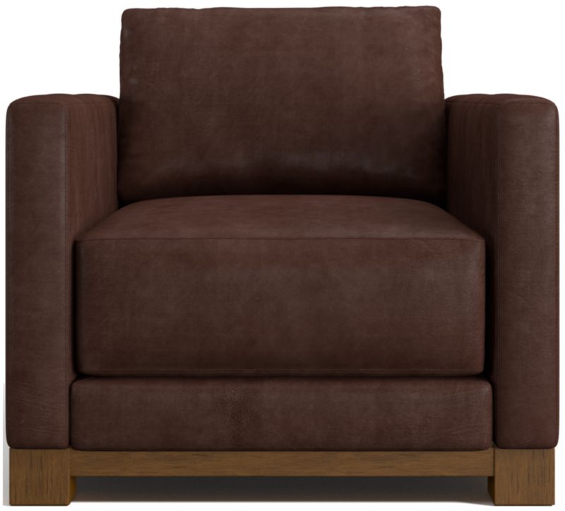 Gather Deep Wood Base Leather Accent Chair + Reviews | Crate & Barrel
