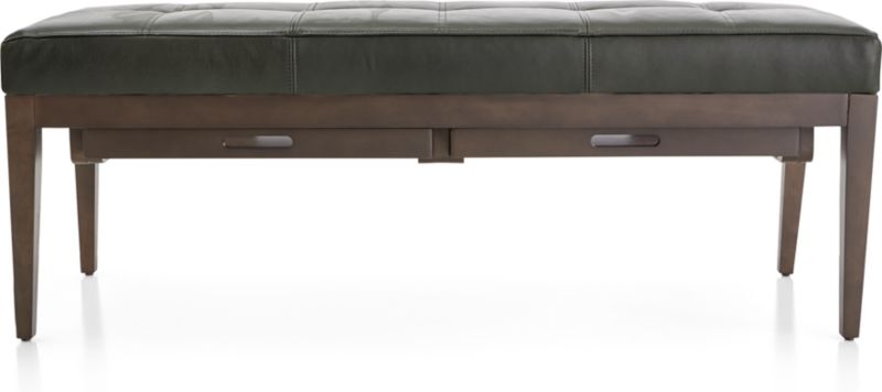 Nash Leather Small Tufted Bench with Tray